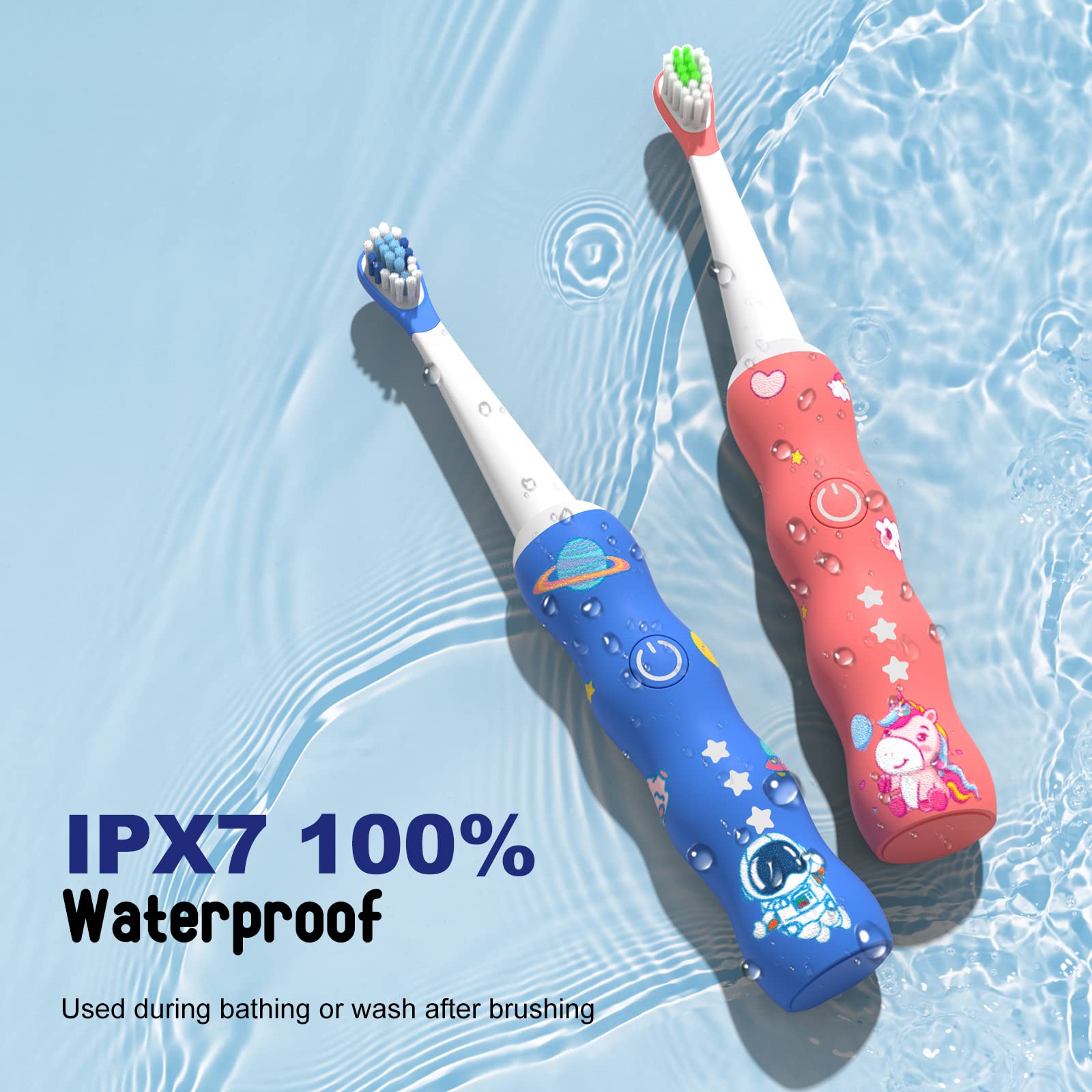 Sonic Rechargeable Electric Toothbrush: Interactive Smart LED Light Silicone Tooth Brush with 3 Cleaning Modes 2 Minute Timer IPX7 Waterproof 2 Soft Bristles Heads for Boys Girls Ages3+