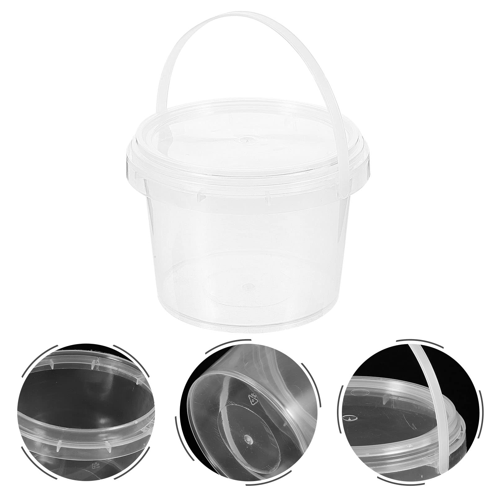 LUOZZY 10 Pcs Small Clear Plastic Buckets with Lids and Handles Ice Cream Buckets Airtight Food Storage Bucket with Lids for Kitchen (0.5 Liter)