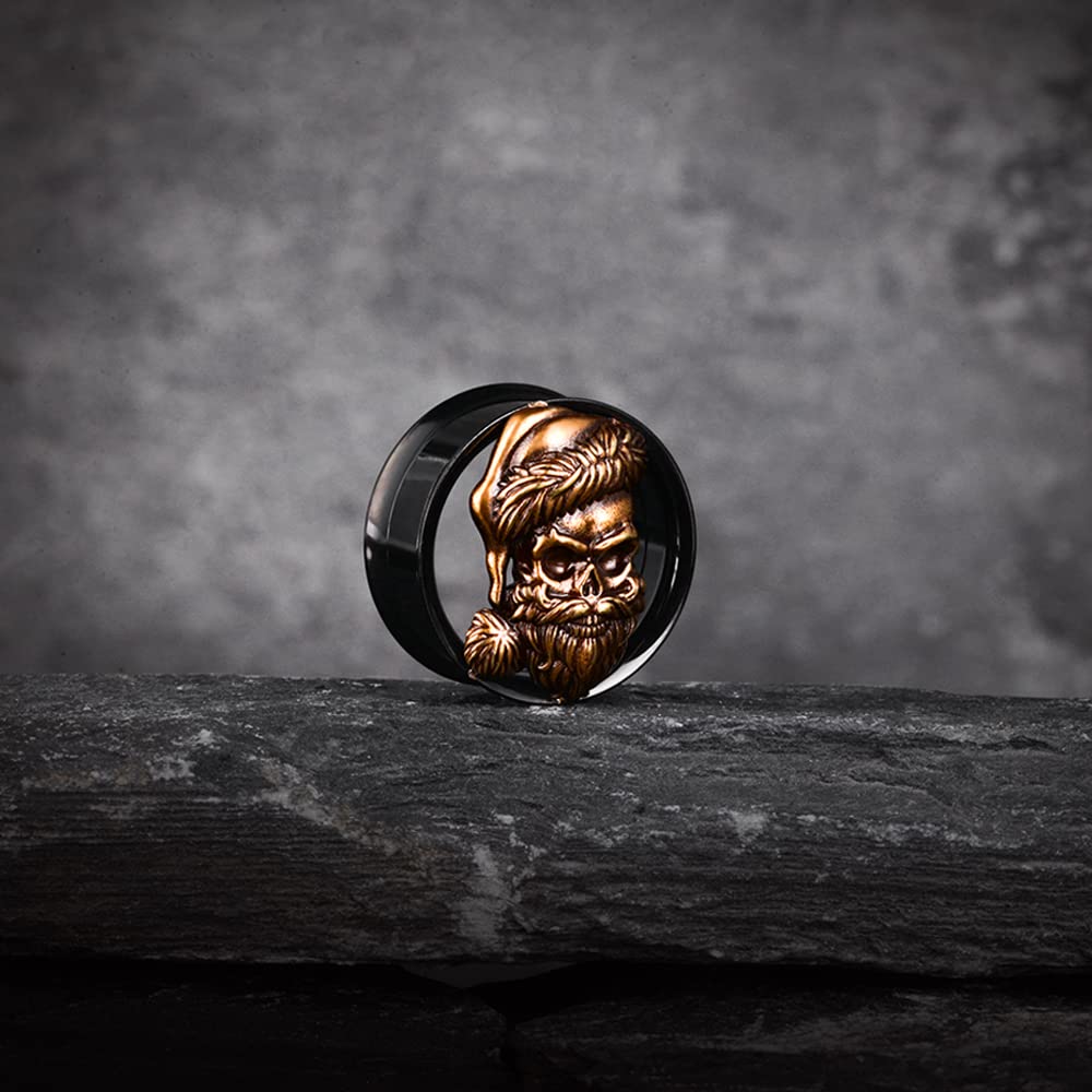 Merry Christmas Santa Claus Ear Gauges Piercing Double Flared Plugs and Tunnels, Elegant Ear Stretchers Earrings Expander.
