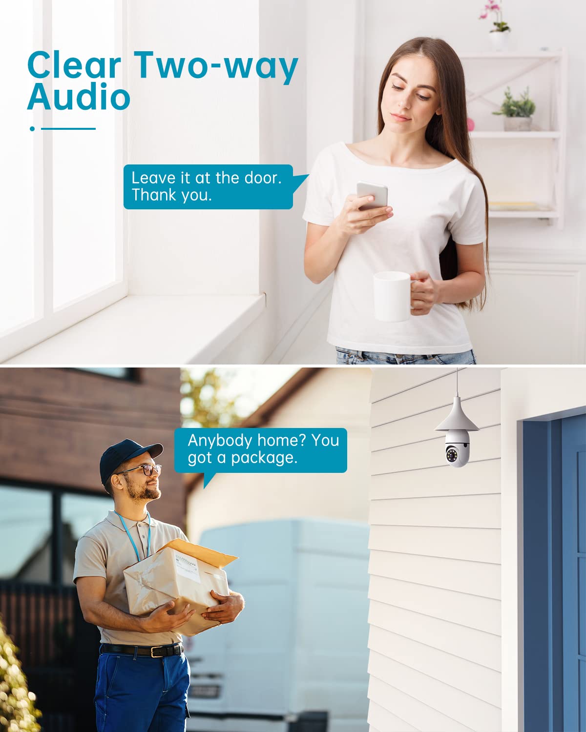 Light Bulb Security Camera,NexTrend 360 Outdoor Wireless Cameras PTZ WIFI with Floodlight Color Night Vision Two Way Talk Motion Detection Alert Free Remote App E27 for Home Indoor Surveillance 2 Pack