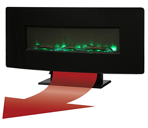Muskoka 48" Curved Front Wall Mount Black Glass Electric Fireplace