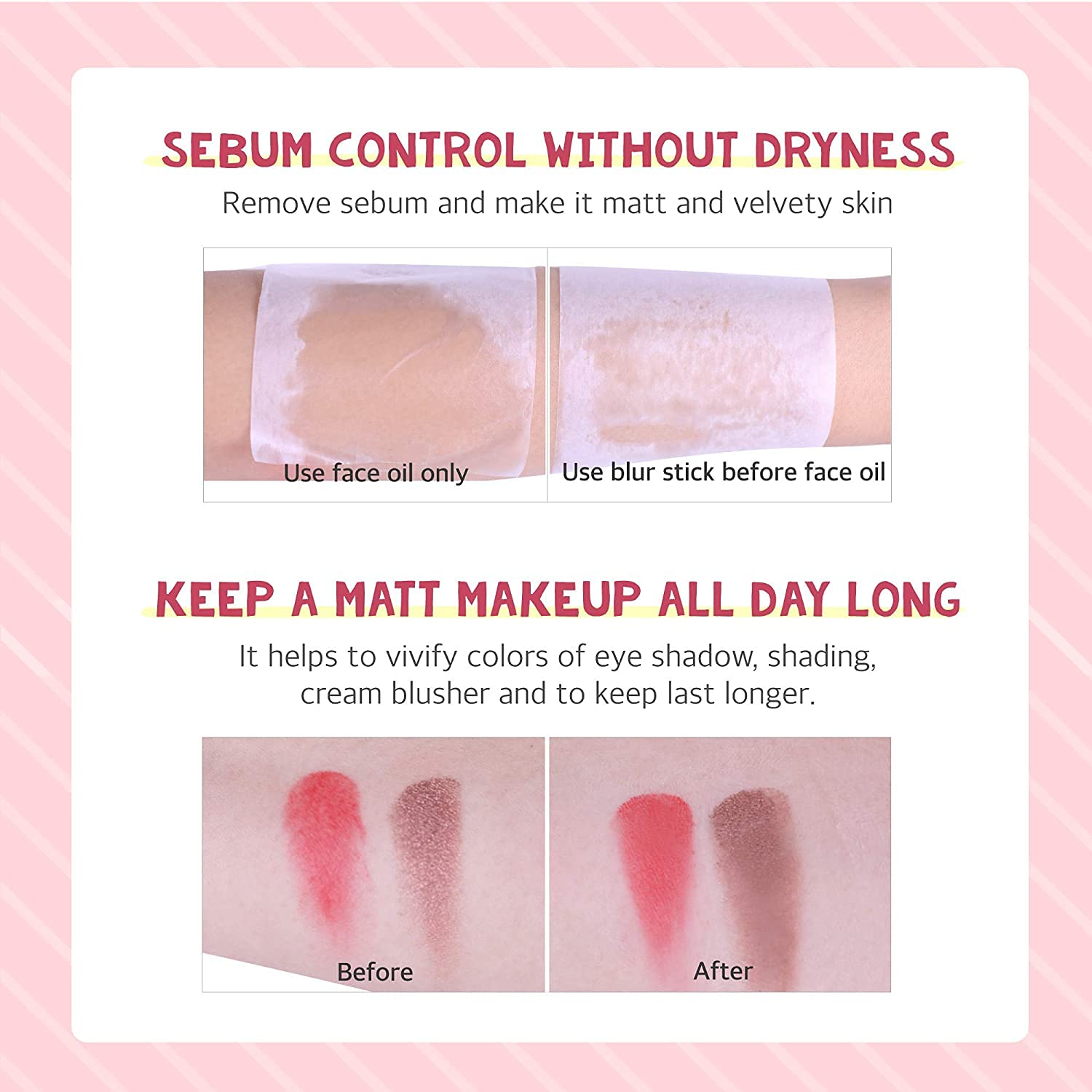 Korean Makeup Blur Stick Face Primer - Pore Minimizer and Reducer for Your Face - More Energetic Eyeshadow, Eyelid and Eye Details - With Hydrating Calamine Base for Oily Skin and Sensitive Acne Skin