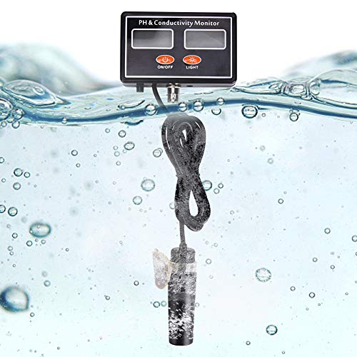 PH Meter, LED Screen Easy Replacement Water Quality Tester Automatic Temperature Compensation for Aquariums(110V U.S. Standard Adapter)