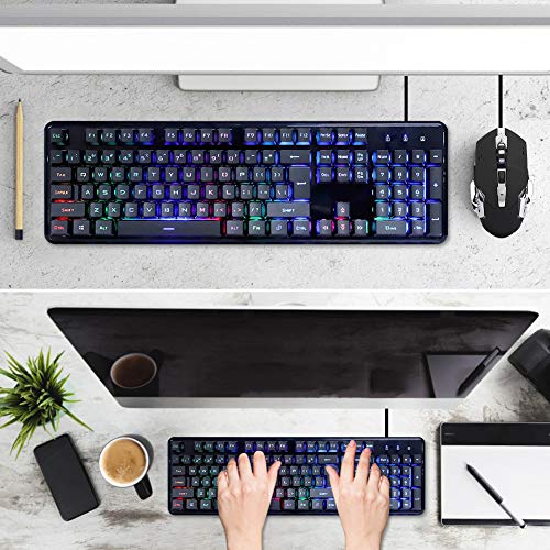Pomya USB Keyboard Mouse Set, Gaming Keyboard with Backlight Effet with Mouse 800 1200 1600dpi Adjustable Universal for All System