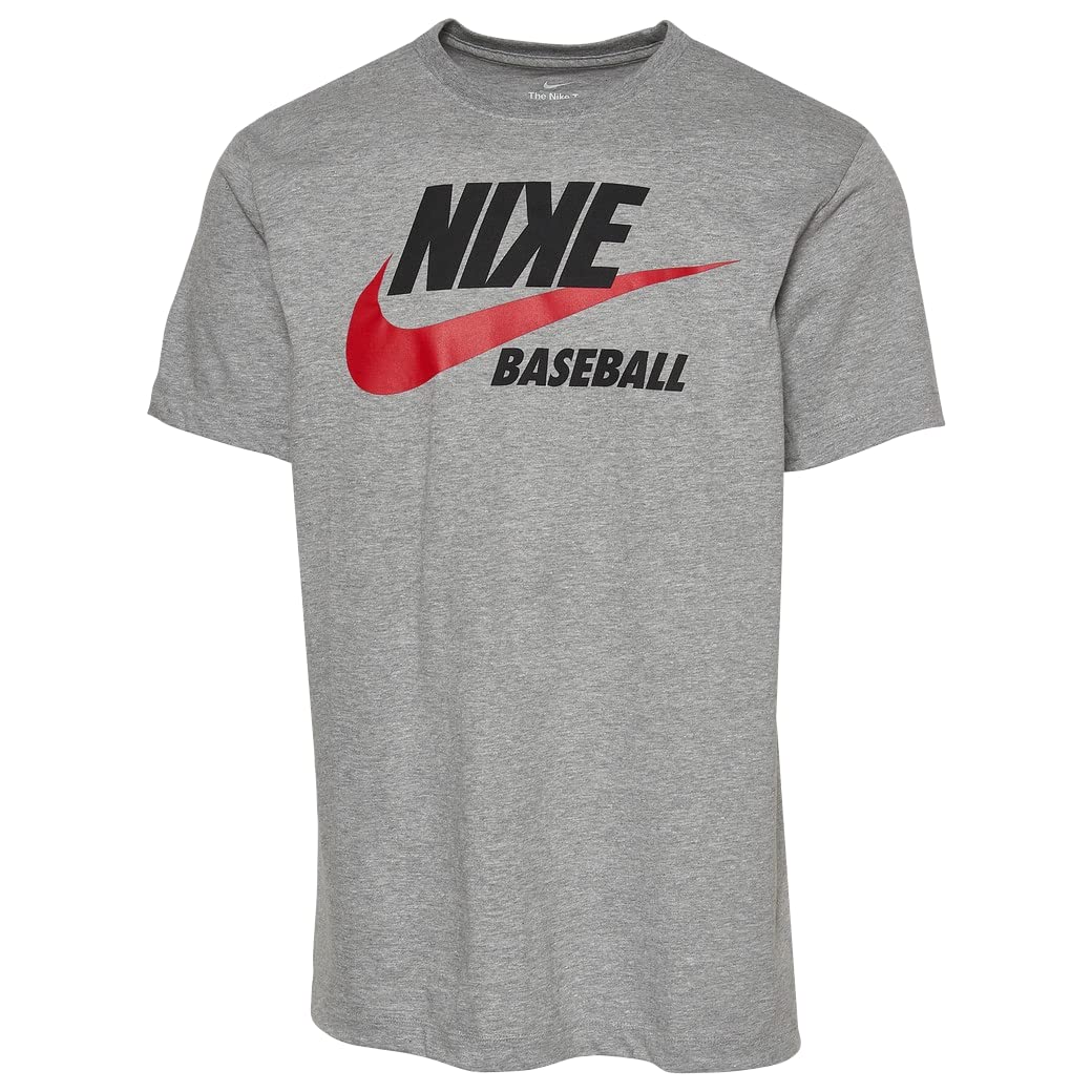 Nike Men's Futura Baseball T-Shirt (Gray/Red, Large)