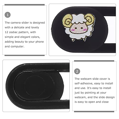 SOLUSTRE Laptop Camera Cover Slide PC Stickers 12pcs Cartoon Webcam Cover Webcam Cover Slider Webcam Slider Camera Cover for Laptop Tablet Phone Camera (Black) Computers Laptops Computer Camera