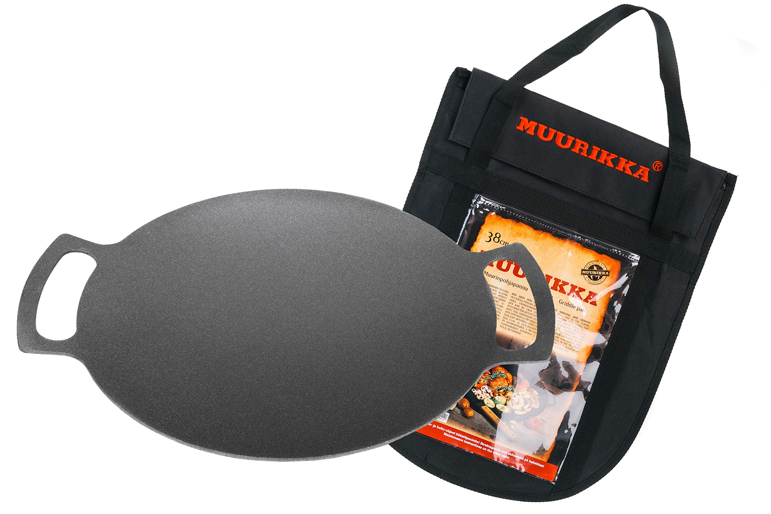 Muurikka Grill Pan 38 cm with Protective Bag, Outdoor Pan, Fire Pan Made of Robust Rolled Steel for Campfire & Grill