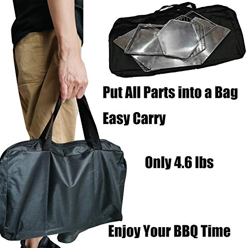 Portable Charcoal Grill Foldable Barbecue Grill with a Package Bag, Small BBQ Grill for Outdoor Stainless Steel - Hexagon