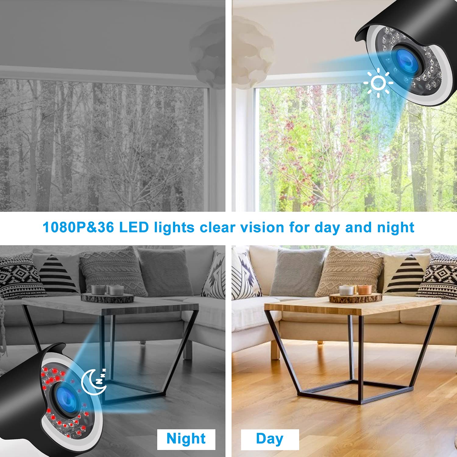 Outdoor Security Camera, 1080P Camera Surveillance with IR Night Vision Waterproof Wireless Security Camera, Two-Way Audio, Motion Detection, Smartphone Compatible