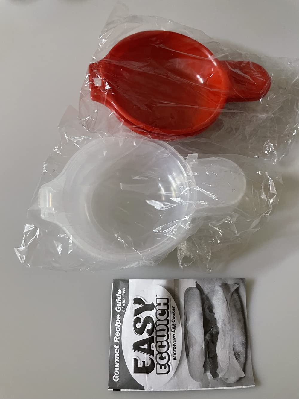 Microwave Egg Cooker, Nonstick Easy Eggwish, Egg Poacher for Breakfast Cheese Hamburg Sandwich Pancake Omelet Egg Patty, Pod & Muffins - As Seen On TV - 2 set in a box, Red & Clear