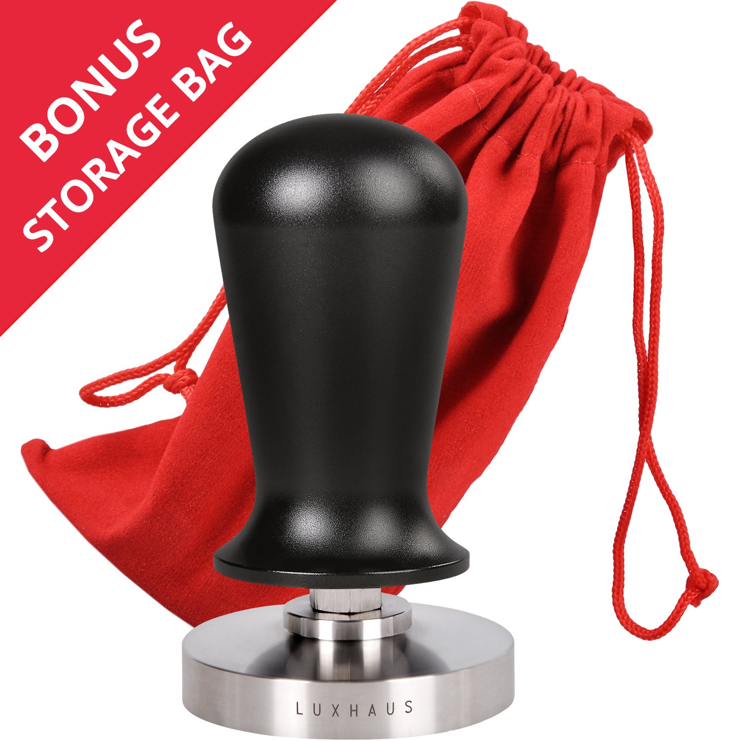 LuxHaus Espresso Tamper - 58mm Calibrated Coffee Tamper for Espresso Machine with Spring Loaded 100% Flat Stainless Steel Base