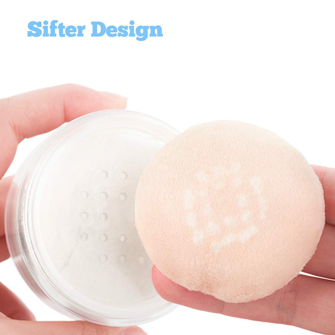 Kalevel Empty Makeup Powder Container 50ml with Puff Loose Face Powder Compact Case Plastic Cosmetic Jars Travel Containers Refillable Powder Bottle Box Makeup Powder Holder with Sifter and Lid