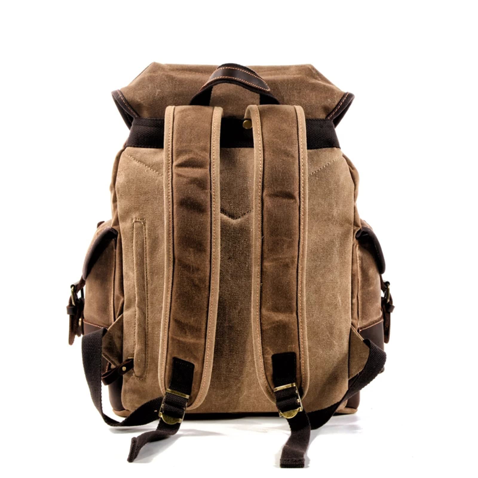 liuwei Vintage Travel Backpack for Men, Genuine Leather-Waxed Canvas Hiking Rucksack,Large capacity Waterproof Daypacks,Gray
