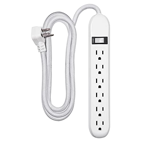 Philips Accessories Philips, White, Outlet Strip, Designer Braided Power, 6 Ft Extension Cord, Flat Plug, Perfect for Home or Office, SPS3080WC/37