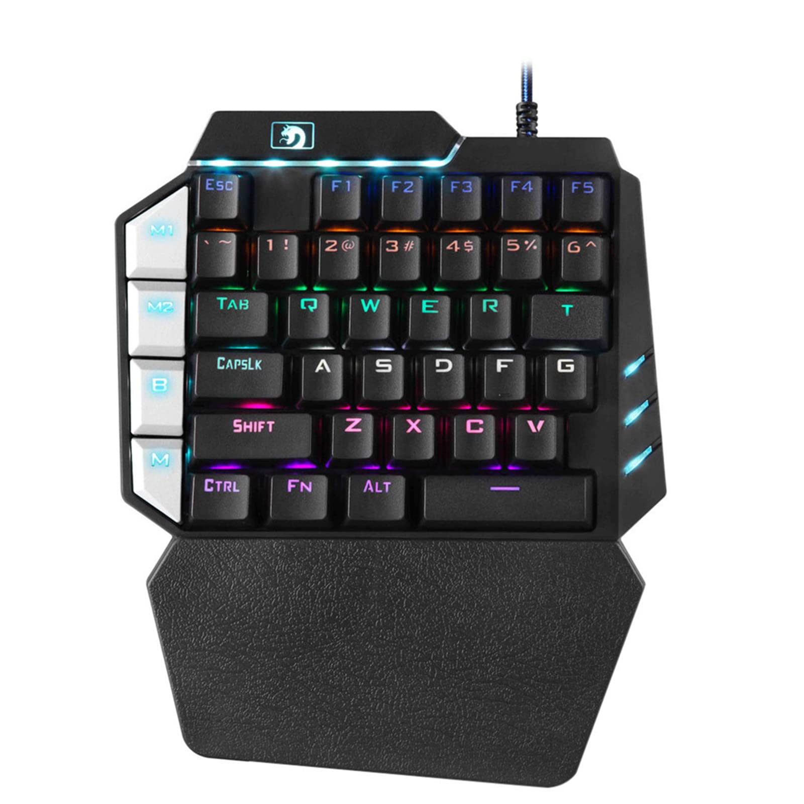 PMUYBHF One-Handed Mechanical Gaming Keyboard, Gaming Keypad with 7 Rainbow Racing Lantern Light effect, 38 Keys