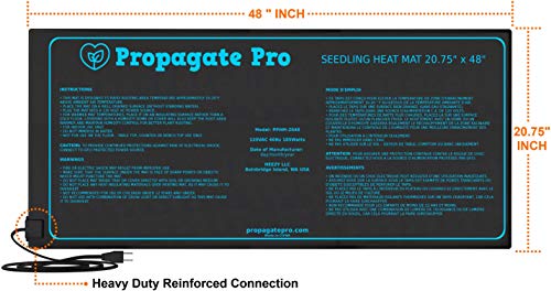 Propagate Pro 4' Foot Seedling Heating Mat | Fits (4) Standard 1020 Tray | 48" inch Germination Grow Heat Pad for Seed & Starter Plants Soil Warmer for Indoor Home Gardening (20x48 Single)