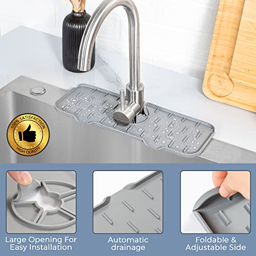 Phoenix Gemini Kitchen Sink Drip Catcher - Silicone Faucet Mat - Kitchen Sink Protectors - Kitchen Sink Splash Guard - (DCGrey)