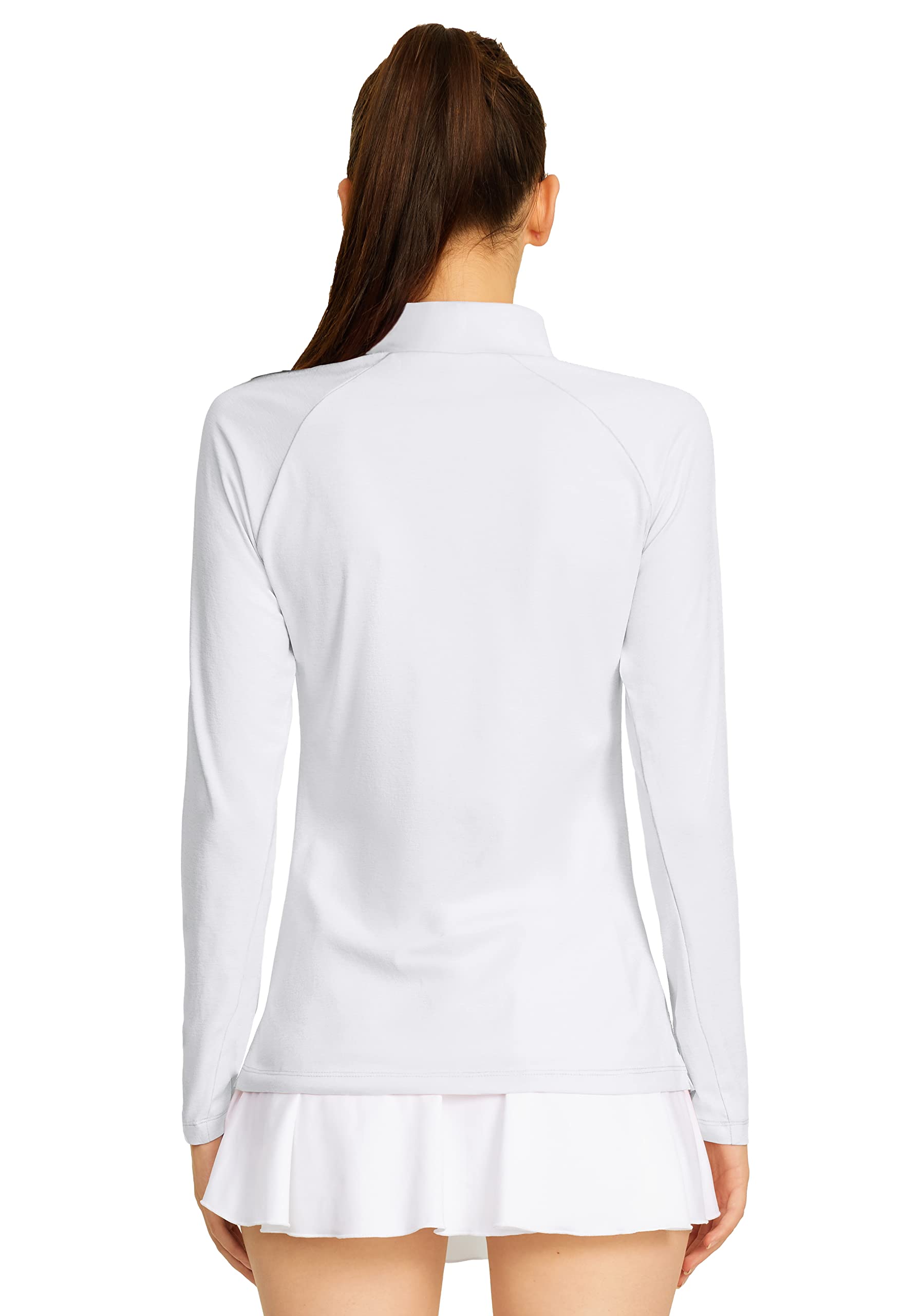 LastFor1 Women's Long Sleeve Golf Polo Shirts UPF 50+ Moisture Wicking Quick Dry Active Tops with Snap Buttons Closure White M