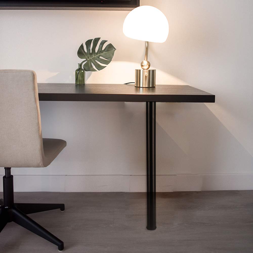 QLLY 28 inch Adjustable Metal Desk Legs, Office Table Furniture Leg Set, Set of 4 (Black)