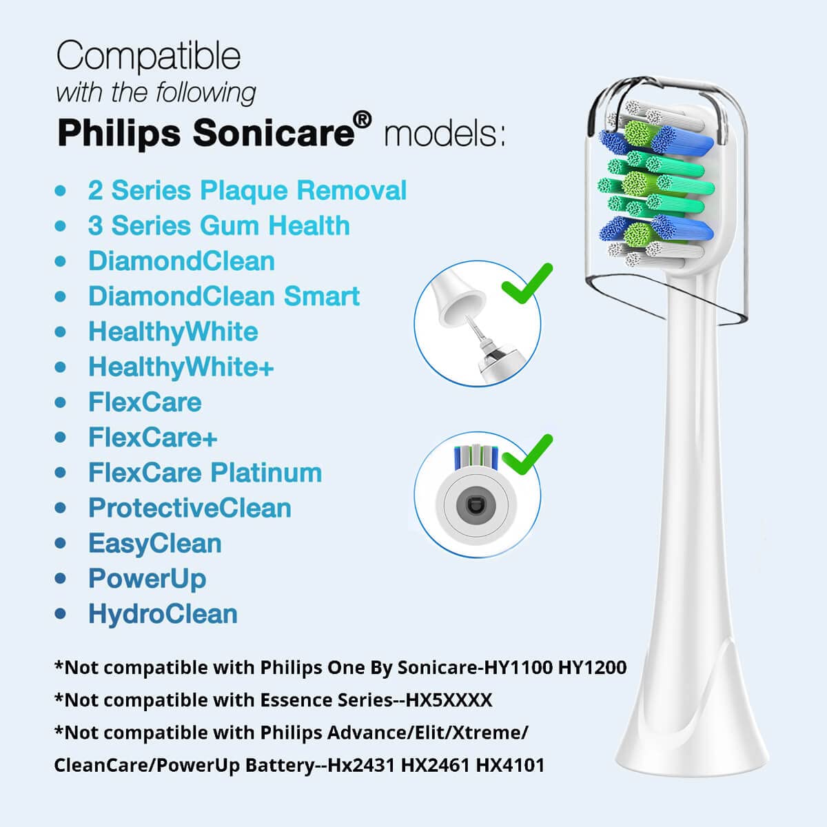 Replacement Toothbrush Heads Compatible with Philips Sonicare Replacement Heads, 4 Pack, Electric Brush Head for Sonic Care DiamondClean HX3x/6x/9x with Hygienic Cap