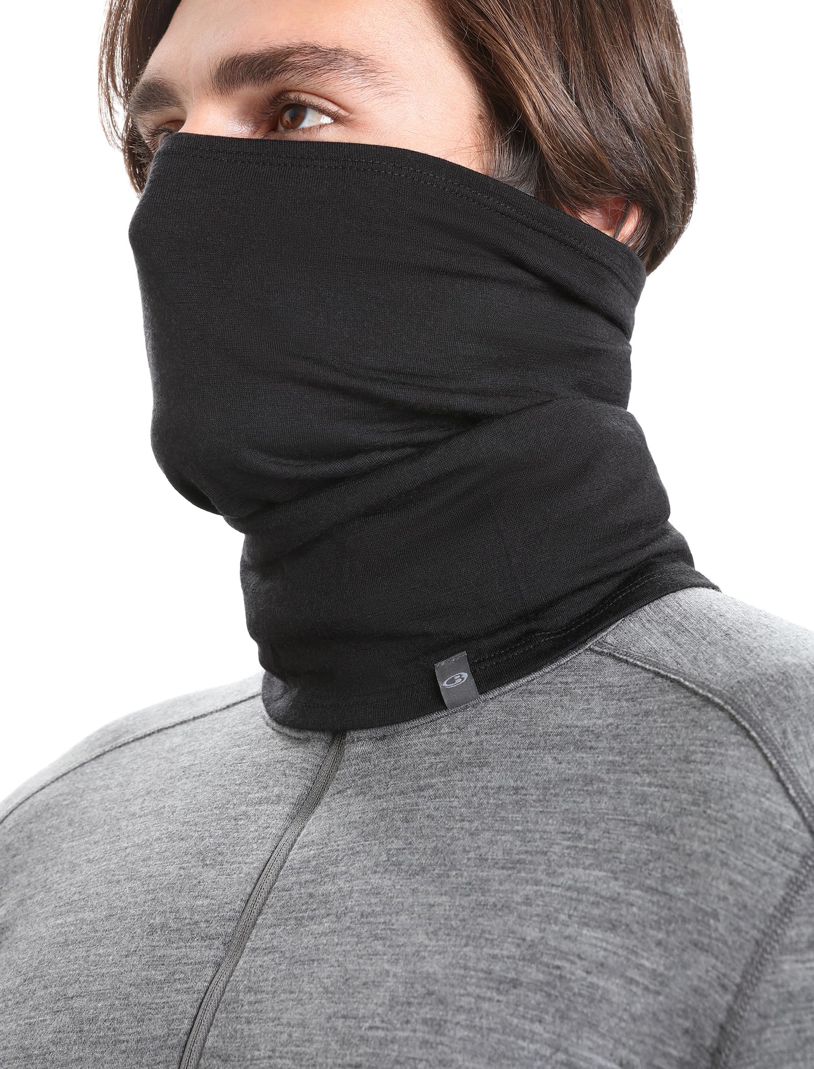 Icebreaker Merino Flexi Chute Ski Neck Gaiter For Women, Men, 100% Merino Wool - Comfortable, Versatile Neck Warmer Buff And Snowboard Face Mask - Breathable, Warm Gaiters For Adults - Black