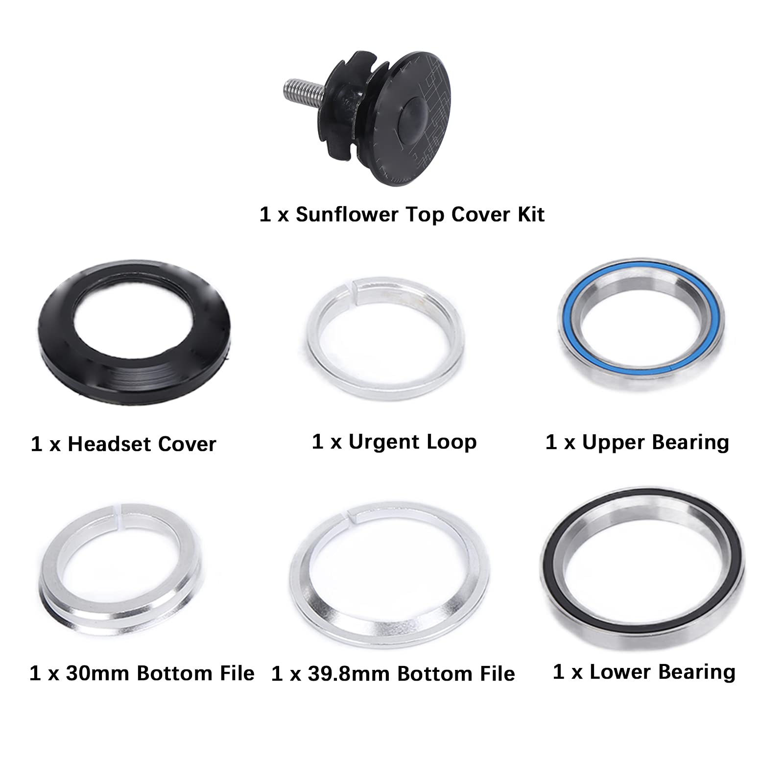 Pilipane Bikes Headset, Road Bikes Double Bearings Headset, Mountain Bikes Headsets Bikes Bearing Headset, 28 6x44β44x39 8mm Straight Tapered Tube Headset