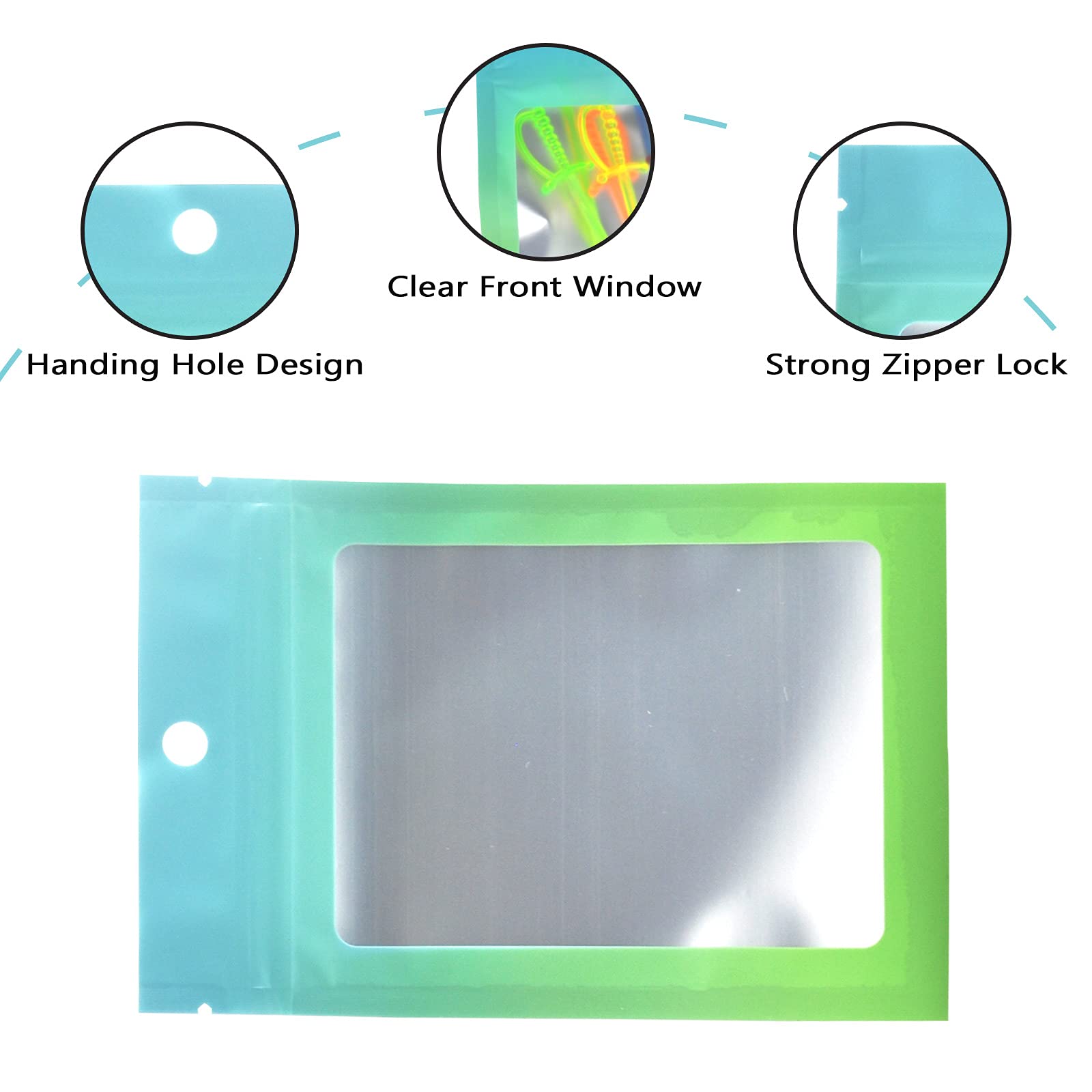 ODDIER 100pcs Foil Mylar Resealable Zipper Bag,5 Size Holographic Bags Slider Seal Technology Freezer Grip Food Containers Organization,Reusable Bags for Packaging Products