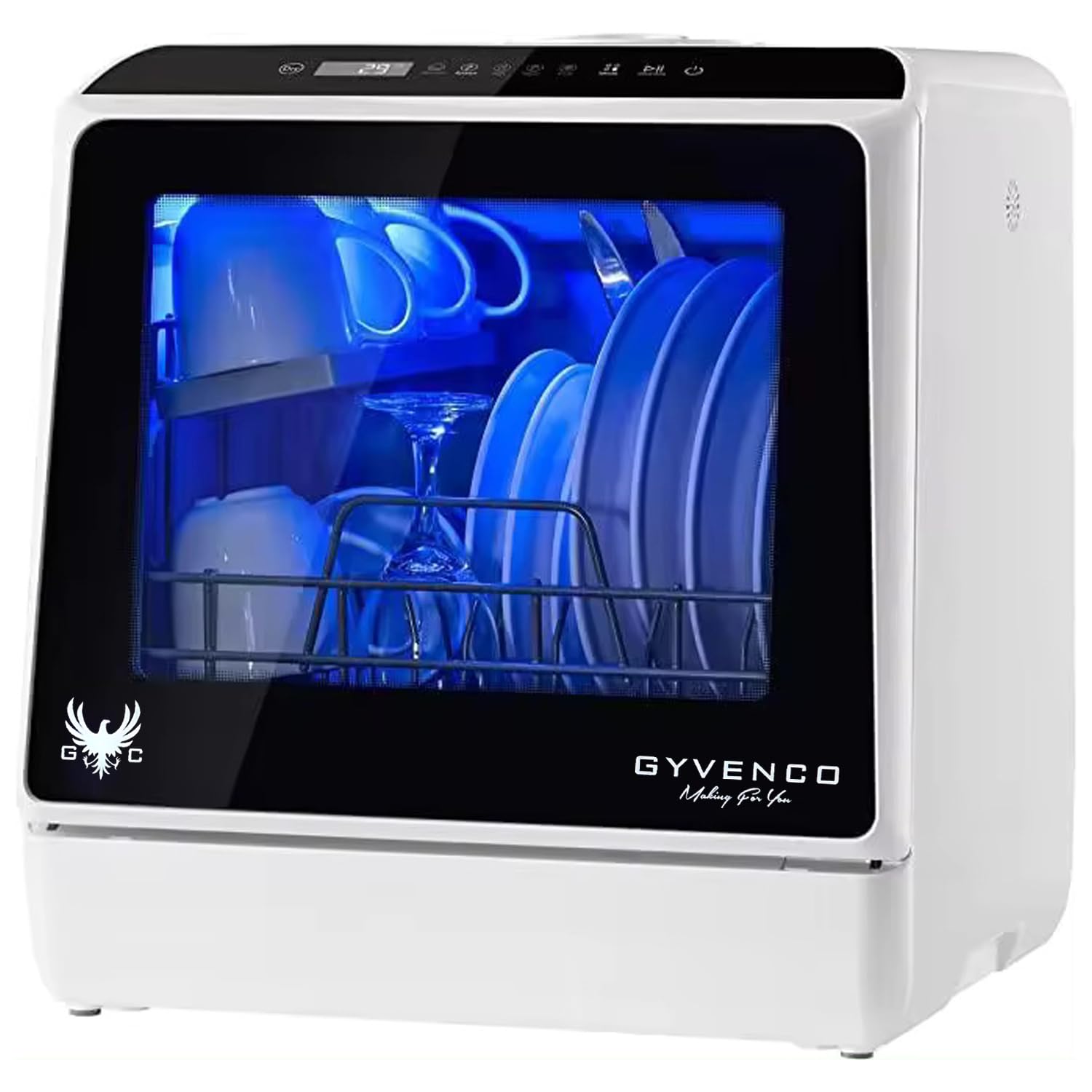 Portable dishwasher countertop with 5L Built- in Water Tank,6 programs for washing, No hookup needed,360° Dual Spray,192℉-High-Temp and Air Dry function, mini dishwasher RVs, lavaplatos