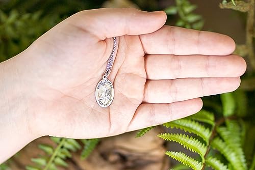 Heartland Store Women's Sterling Silver Oval Saint Agatha Pendant + 18 Inch Rhodium Plated Chain & Clasp