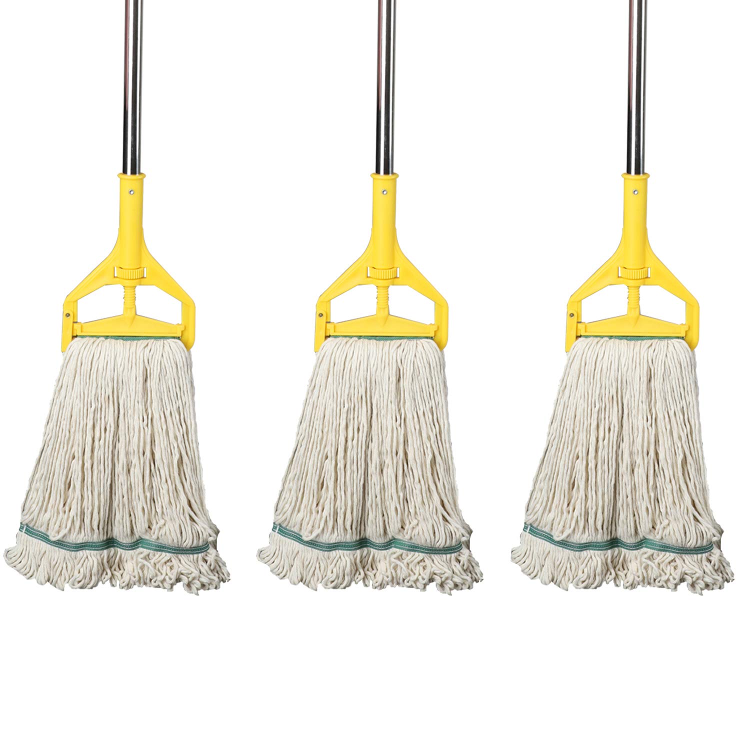 OFO Loop-End String Wet Mop, Heavy Duty Commercial Industrial Mop, 67 inch Stainless Steel Pole,3- Pack