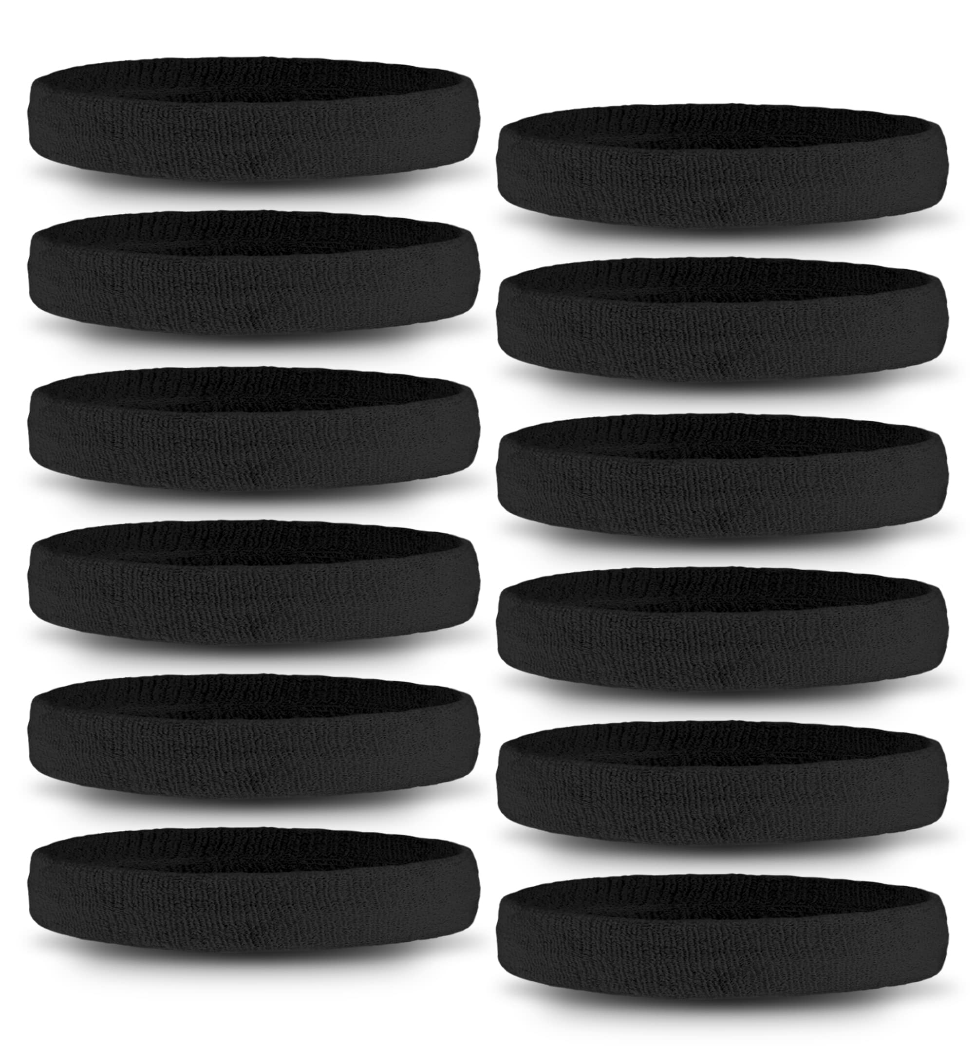 OutdoorEssentials Sweat Bands Headbands Men - Sweatbands for Women - Sports Headband - Sweat Absorbing Headband - Black, One Size - Hiking