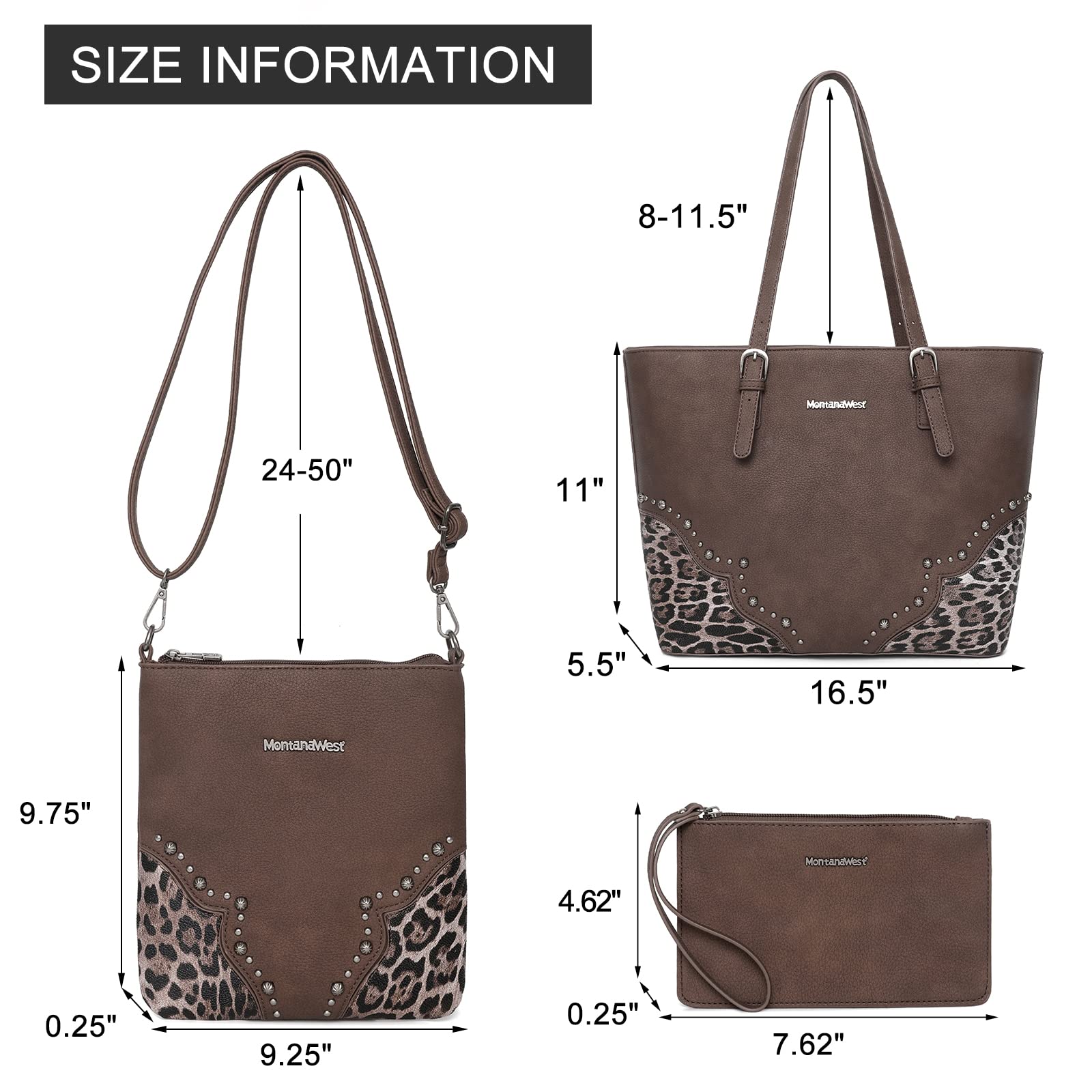 Montana West 3 PCS Tote Bag Set Purse Large Shoulder Bag Concealed Carry Purses and Handbags for Women MWC3-G058-CF