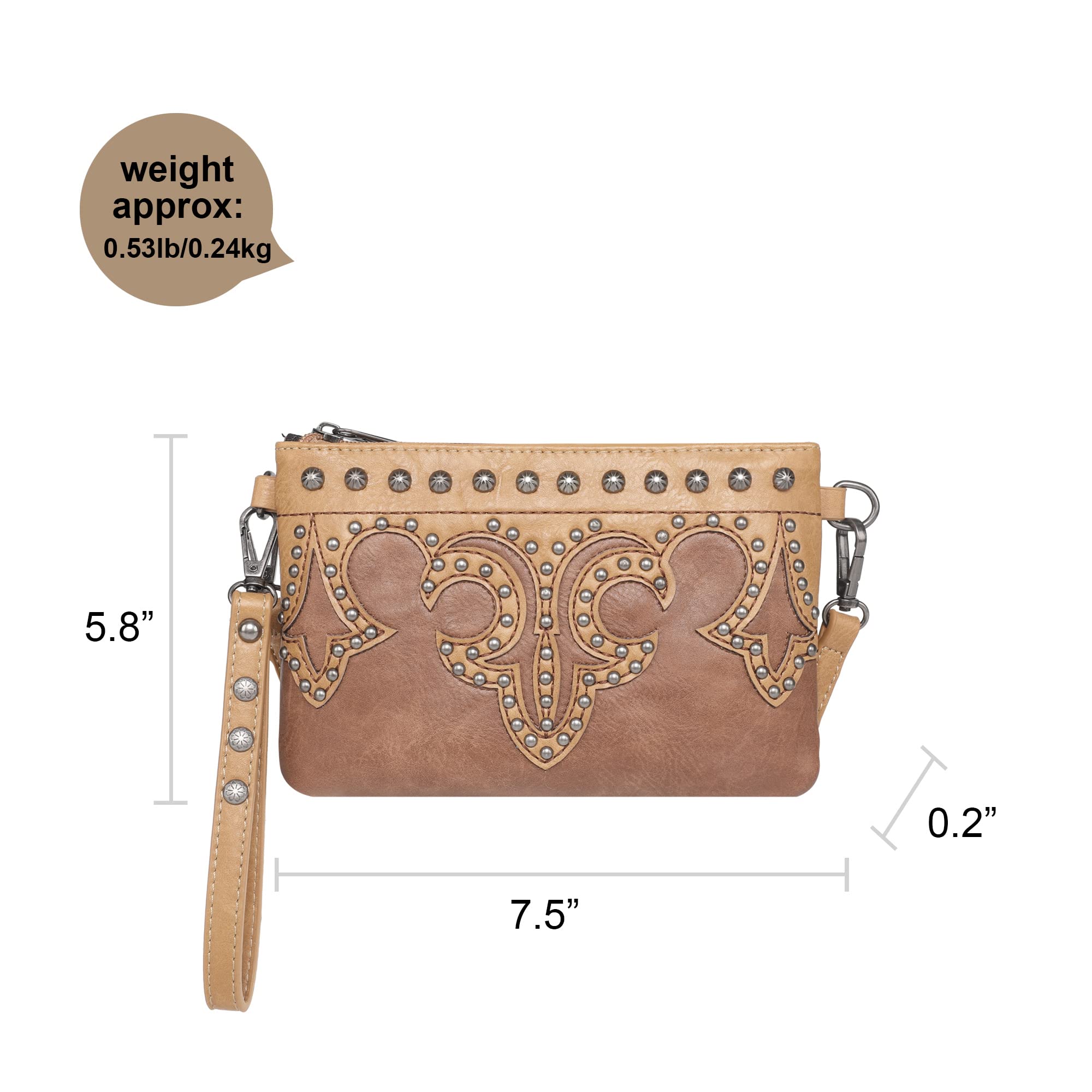 Montana West Boot Scroll Collection Crossbody Bag Small Western Purses and Handbag Clutch Wallet with Wristlet Strap MW1100-181BR