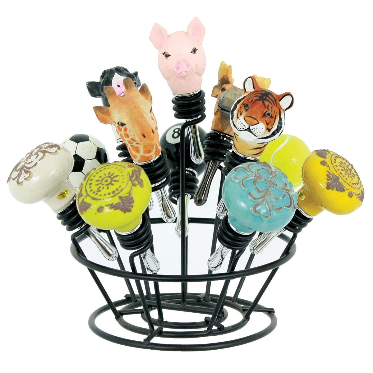 Oenophilia Bottle Stopper Bouquet, Black Metal, Wine Bottle Stopper Holder, Wine Gifts