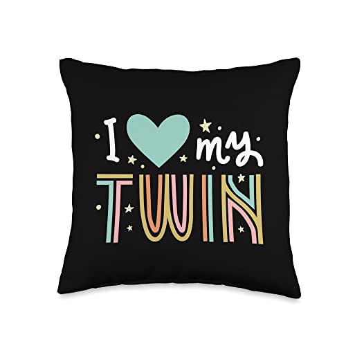 Twin birthday gift idea Sayings I Love Sister Brother Birth Sayings Twins Birthday Throw Pillow, 16x16, Multicolor
