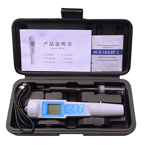 PUL FACTORY 6020A Waterproof Hand Held PH Meter with ATC and External Electrode, 0~14ph Range