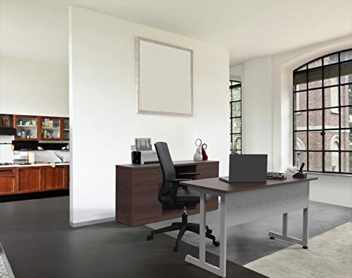 Linea Italia Executive Training Extra Large Easy to Assemble Metal Desk with Wood Top | Computer Table for Home or Office, 72" x 30", Ash