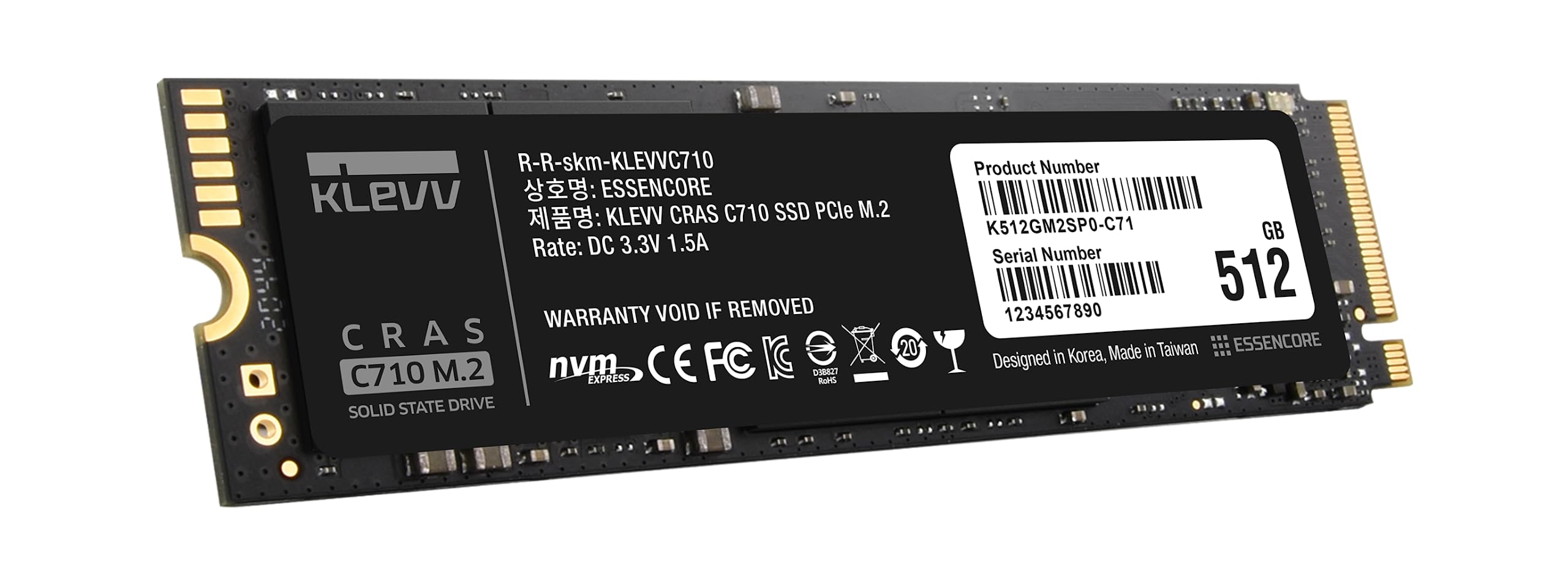 KLEVV CRAS C710 512GB M.2 NVMe PCIe Gen3x4 Internal SSD up to 2050MB/s (K512GM2SP0-C71)