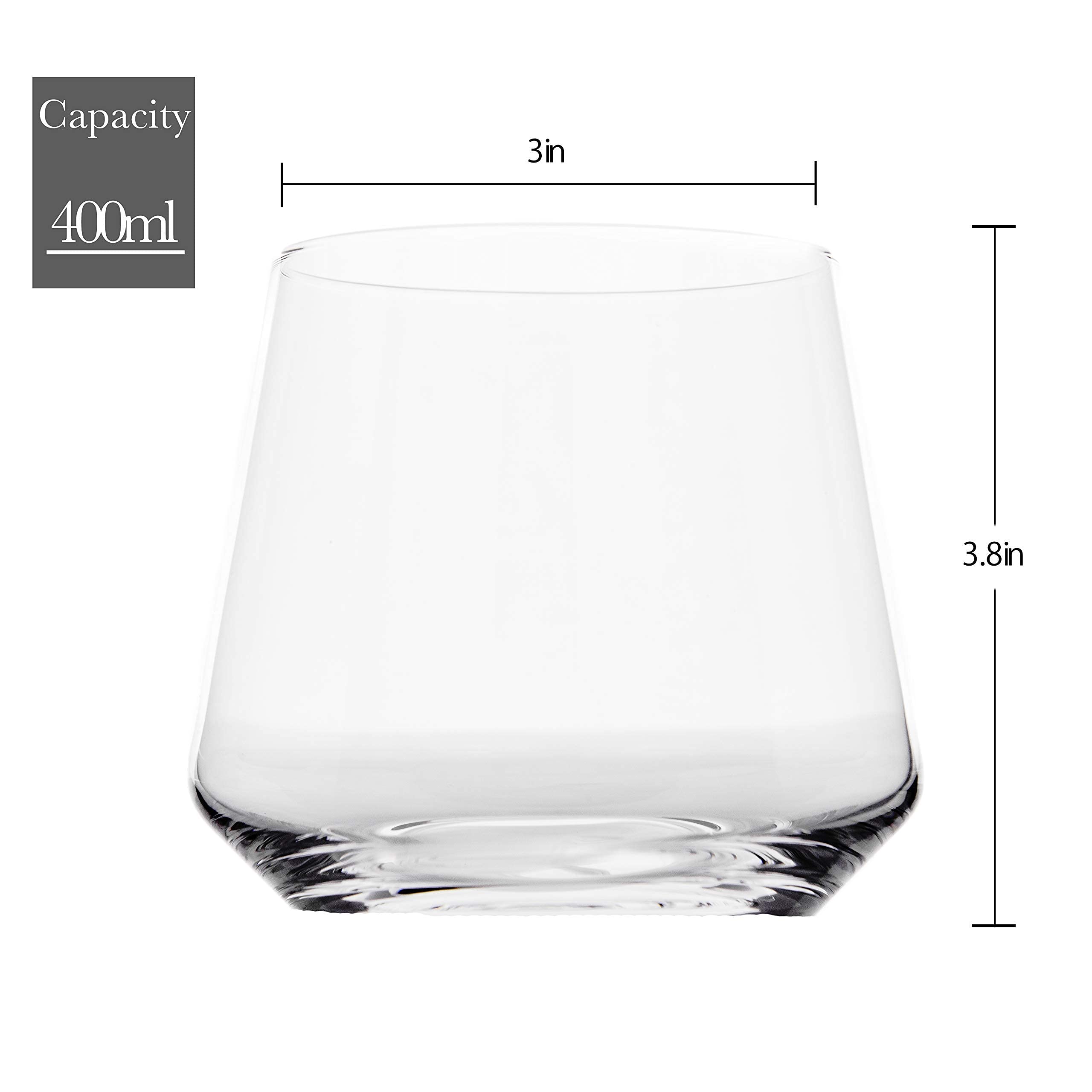 LEMONSODA High-End Double Rocks Glasses (Set of 4) β Lead-Free Crystal β Perfect for Scotch, Bourbon, Old-Fashioned β 400mL Capacity β Gift Box Included.