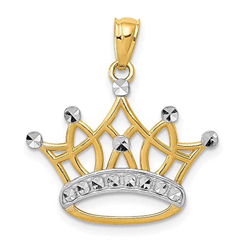 IceCarats 14K Yellow Gold Royal Princess Crown Necklace Charm Pendant Only