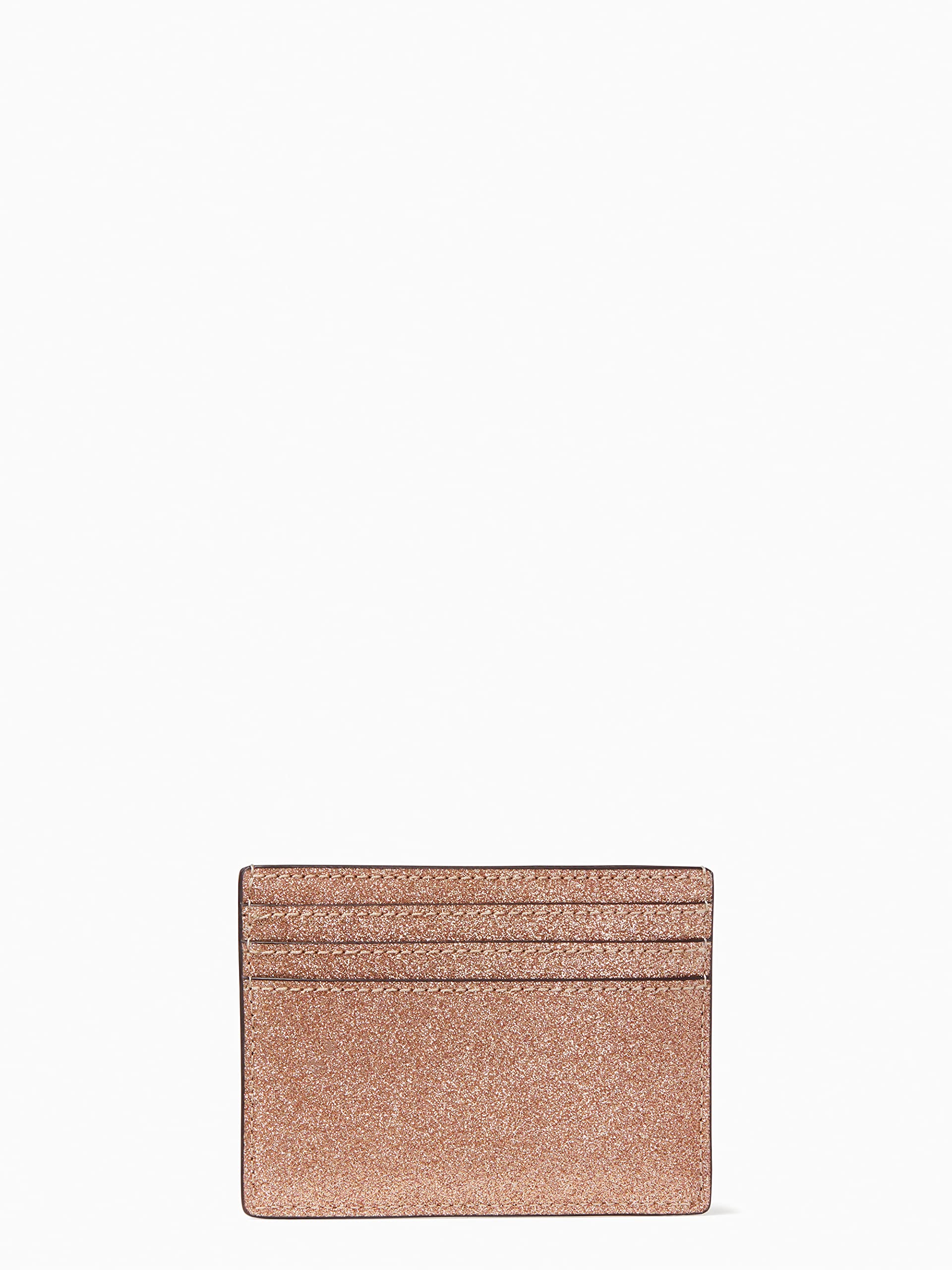 Kate Spade New York Shimmy Glitter Boxed Small Faux Leather Cardholder (Rose Gold)
