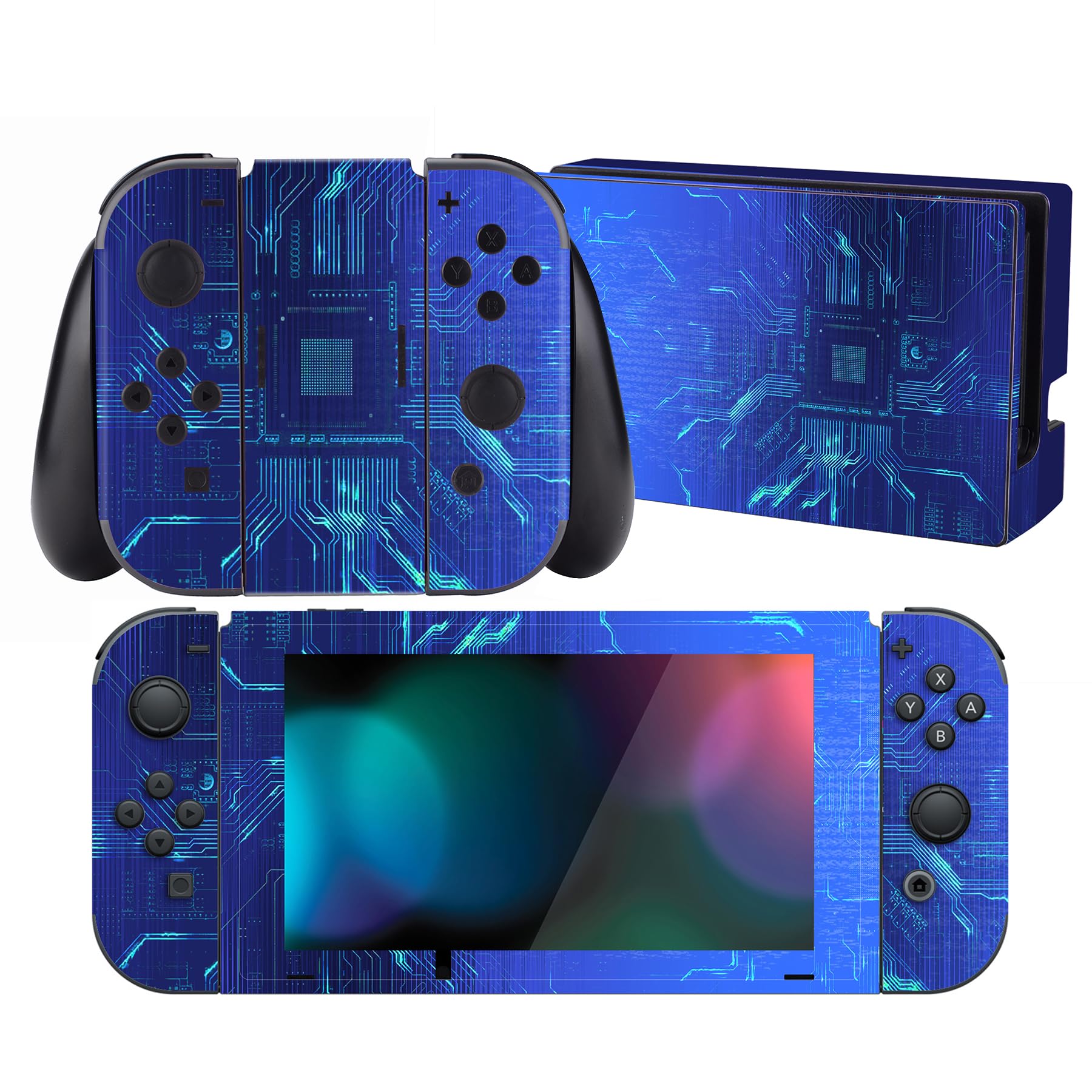 PlayVital 2 Set Protective Skin Decal for Nintendo Switch, Full Set Stickers for Nintendo Switch Console & Joycon & Dock & Grip - Army Green Camouflage
