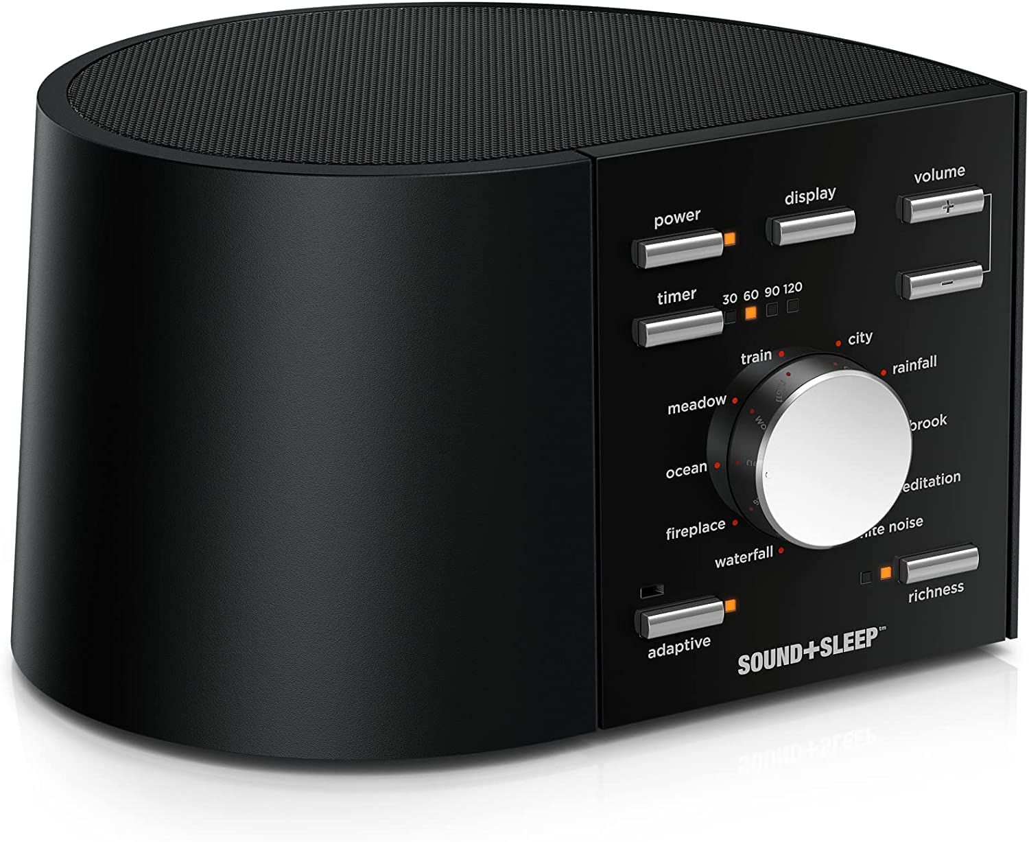 Sound+Sleep High Fidelity Sleep Sound Machine with 30 Guaranteed Non-Looping Nature Sounds, Sleep Timer, and Adaptive Sound Technology, Classic Black (Renewed)