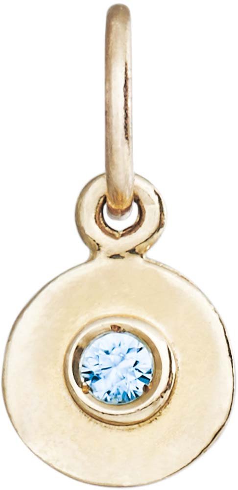 Helen Ficalora Birth Jewel Disk Charm With Blue Zircon Yellow Gold