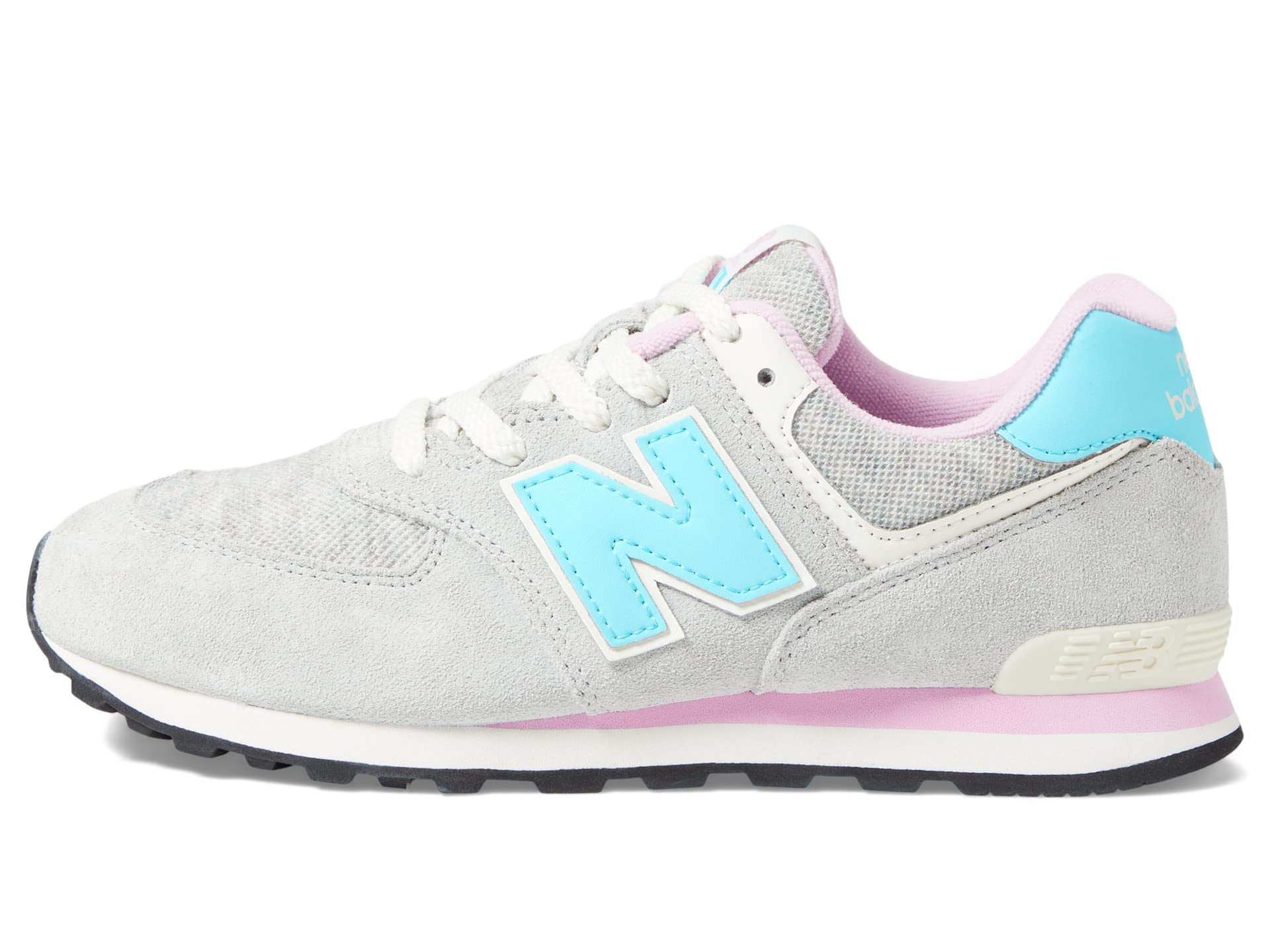 New Balance Kids 574 V1 70s Racing Lace-up Sneaker, BRIGHTON GREY/SUMMER AQUA/LILAC CLOUD, 1 M Little Kid (4-8 Years)