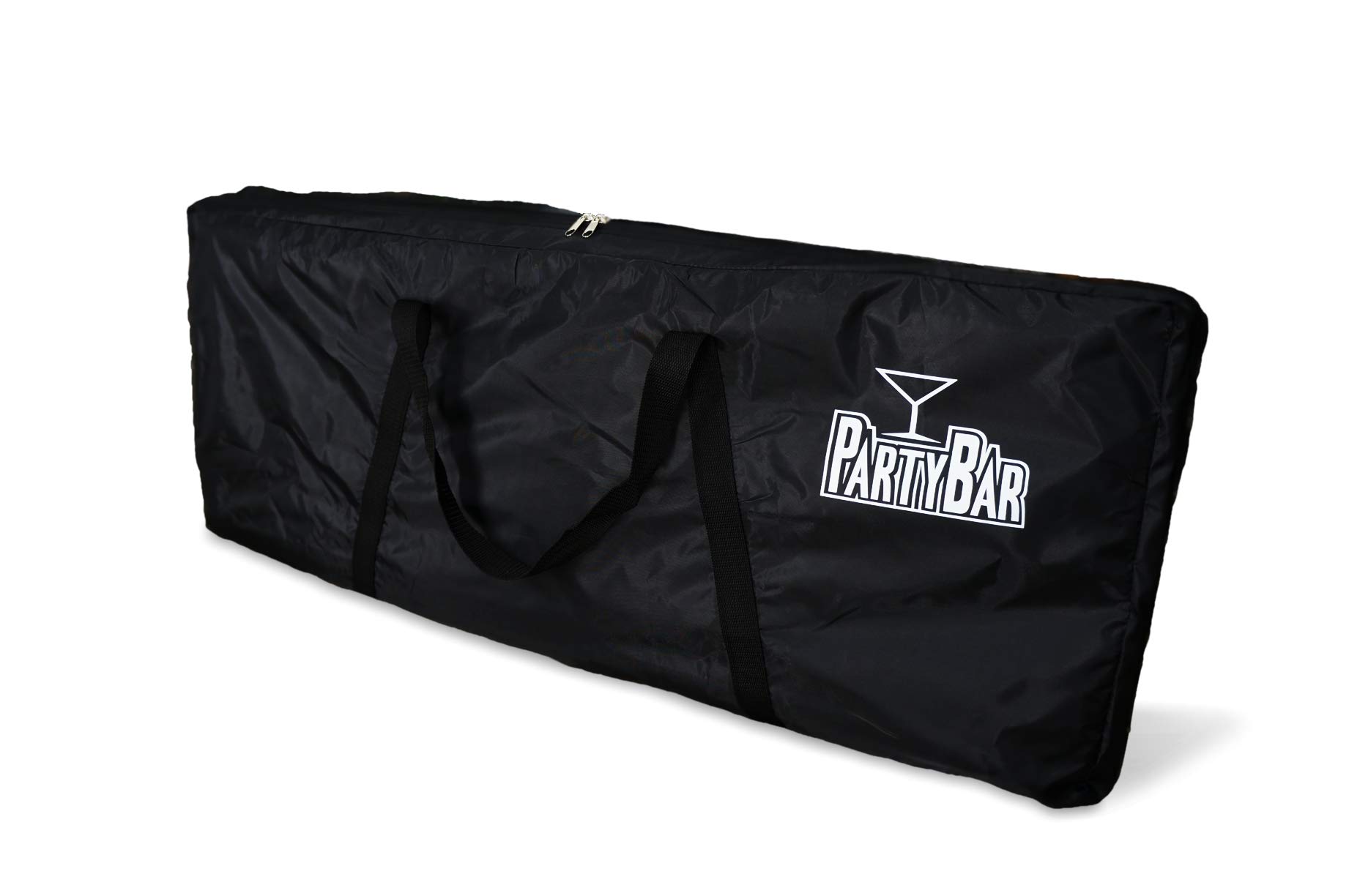 PARTYPONG Black Folding Portable Party Bar with Black Skirt, Storage Shelf, and Carrying Bag - Single Set