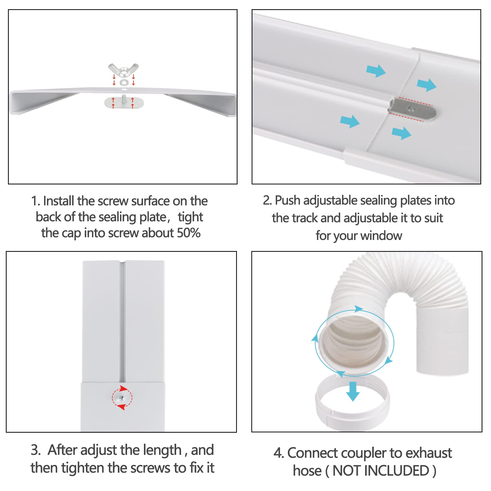 Portable Air Conditioner Window Kit with 5.9" Coupler & Sealing Tape, Universal Sliding Window Slide Seal Plates for AC Unit, AC Window Vent Kit, AC Window Seal AccessoriesâŚ