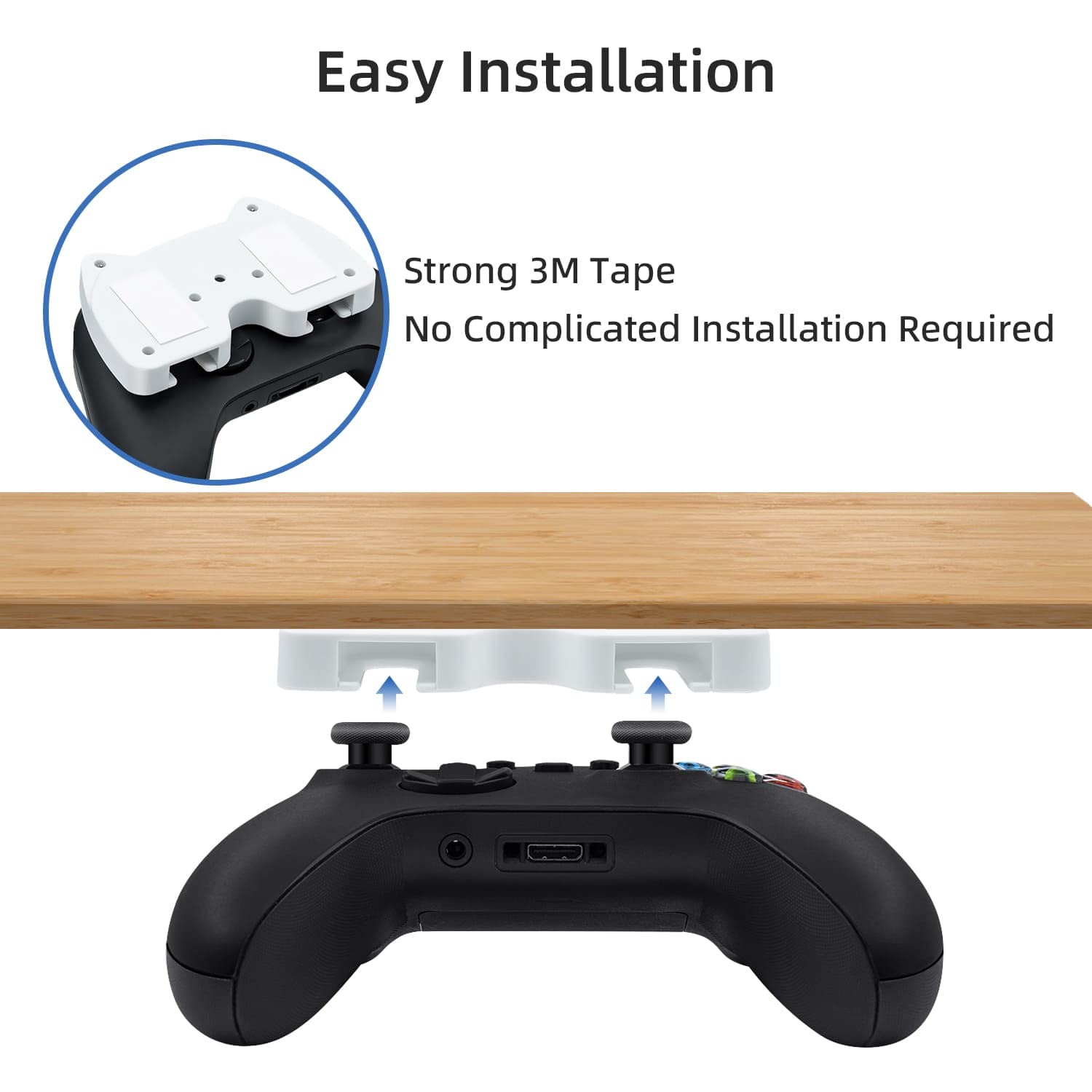 Mcbazel Under Desk Mount for Xbox Series X/S, Xbox One X/S, Xbox One, Xbox 360, Switch Pro Controller, Table Stand Holder Compatible with Xbox and Switch Pro Controller - White