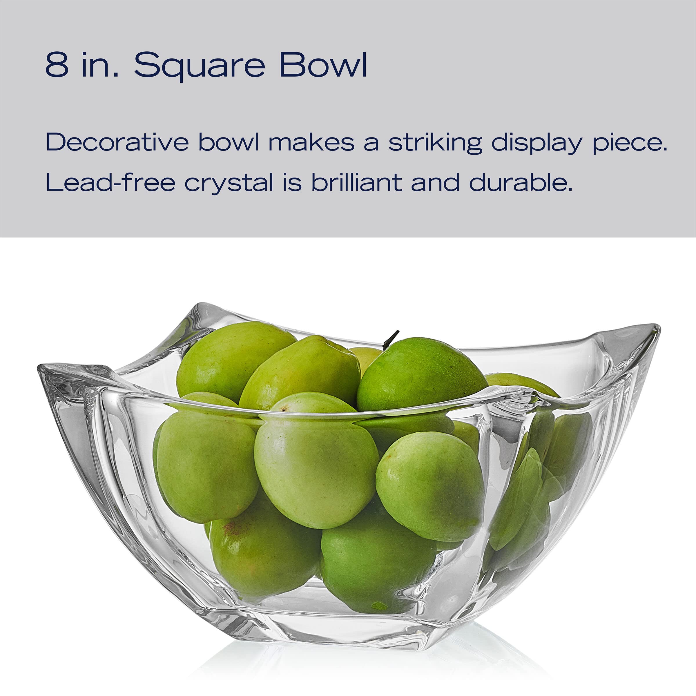Mikasa Baron Crystal Square Bowl, Clear