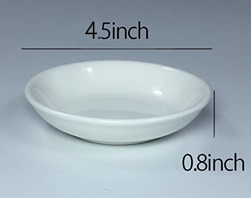 Mozacona 4pcs White Ceramic Seasoning Dishes Dipping Bowls -4.5inch